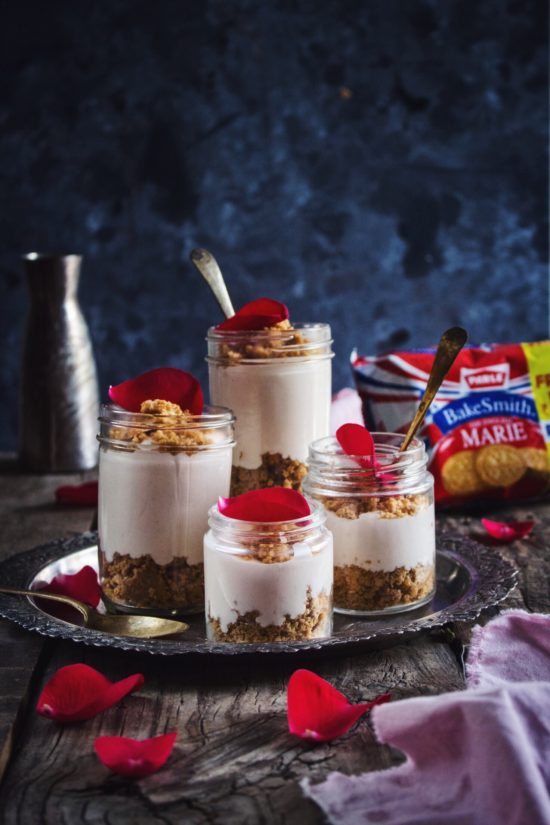 No Bake Rose Cheesecake Recipe with Rose Petals