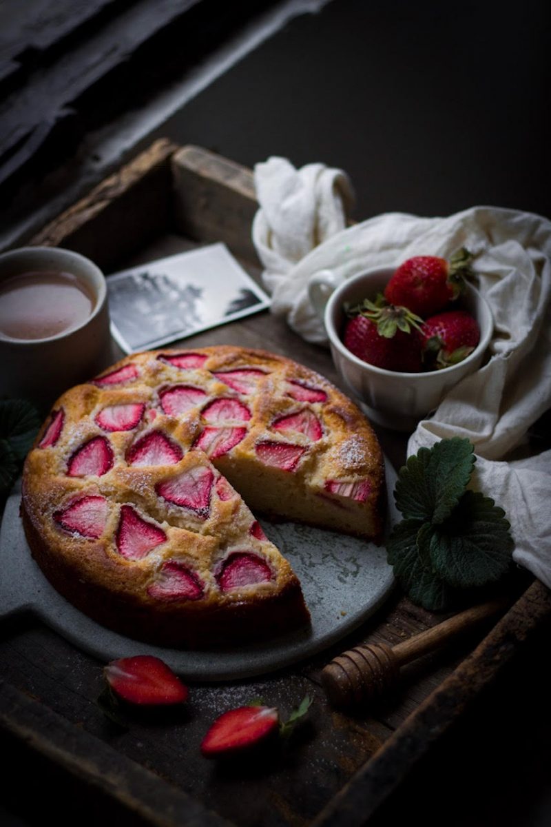Eggless Strawberry Tea Cake With Fresh Strawberries - Bake with Shivesh