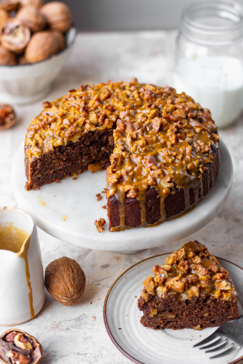 EGGLESS MOCHA WALNUT CAKE - Bake with Shivesh