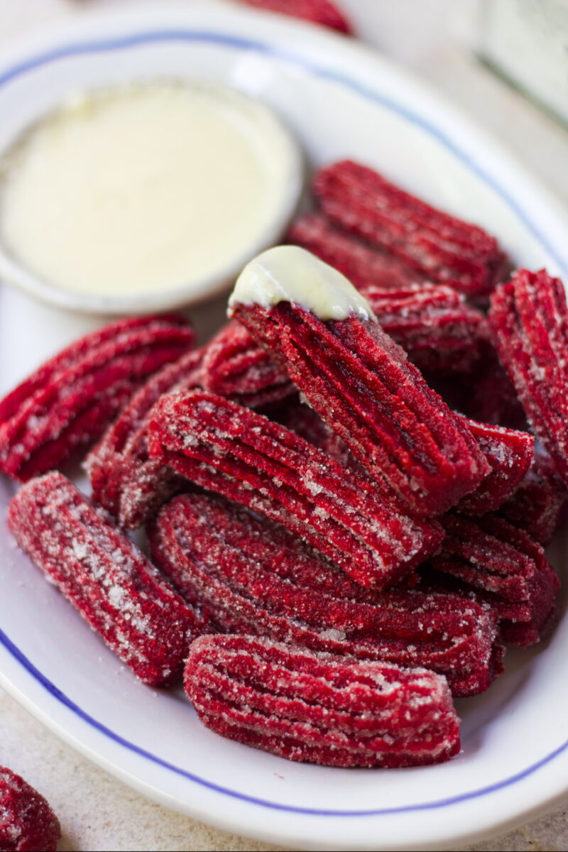 EGGLESS RED VELVET CHURROS - Bake with Shivesh