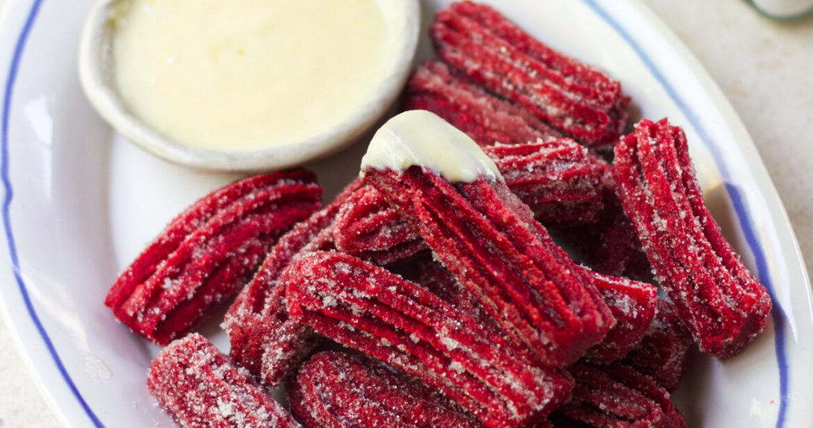 EGGLESS RED VELVET CHURROS - Bake with Shivesh