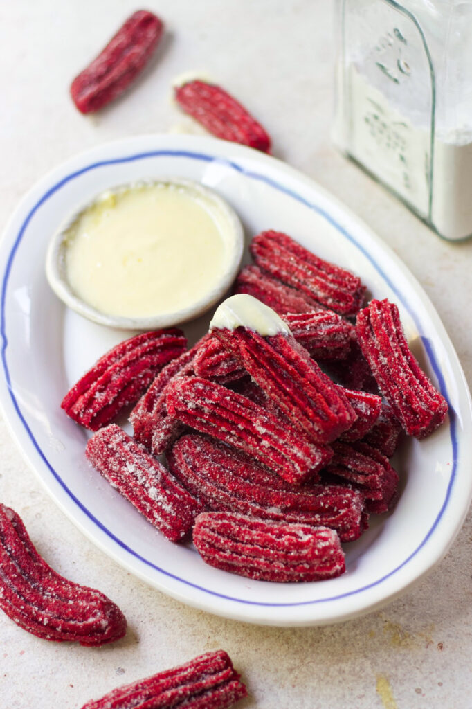 EGGLESS RED VELVET CHURROS - Bake with Shivesh