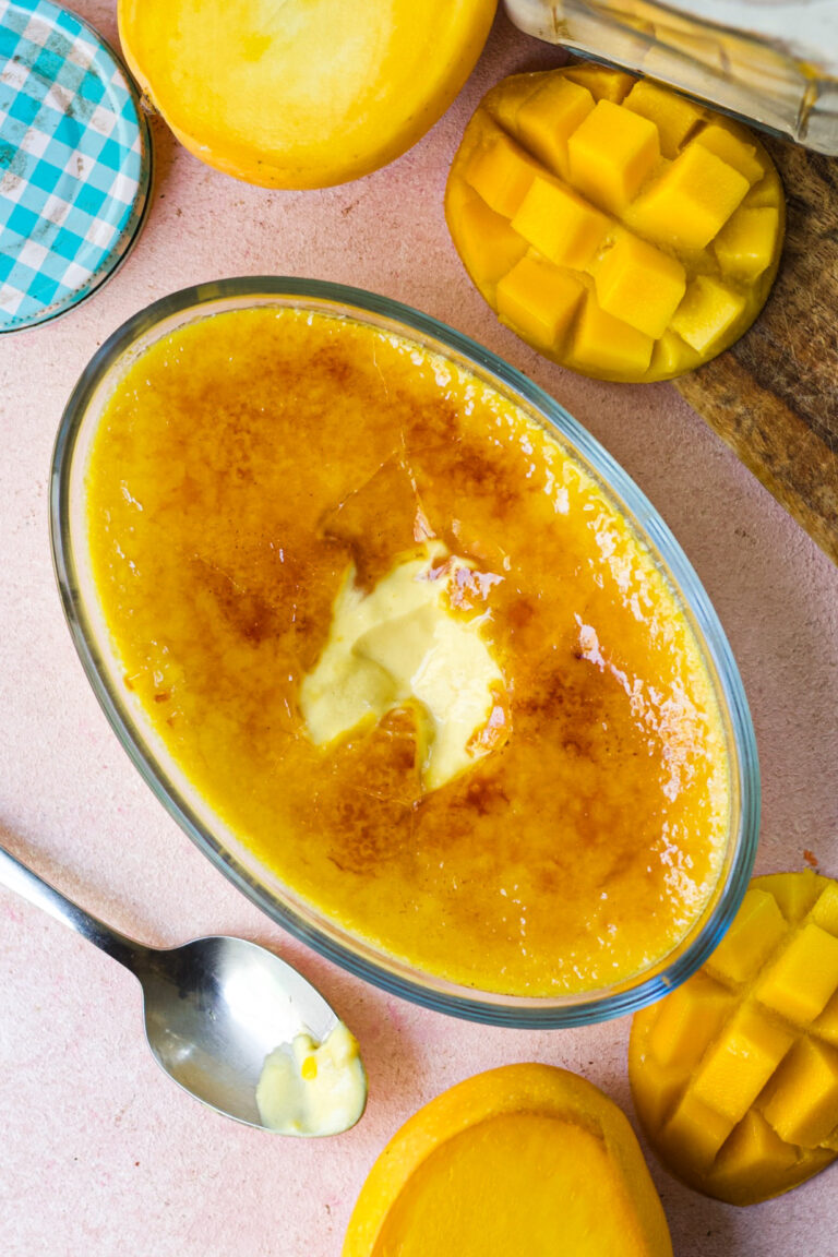 EGGLESS MANGO CRÈME BRULEE - Bake with Shivesh