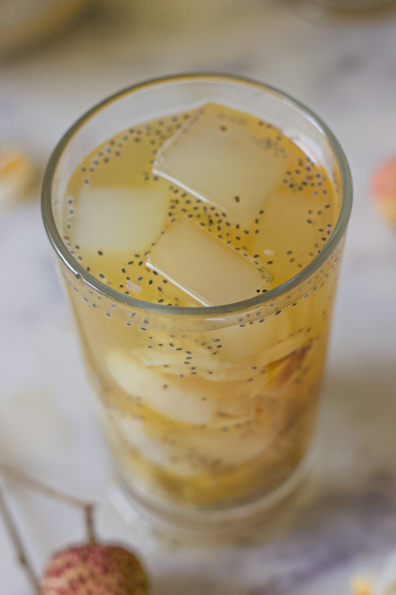 LYCHEE ICED TEA WITH COCONUT JELLY - Bake with Shivesh