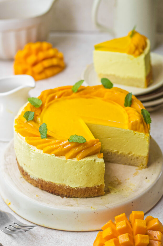 EGGLESS MANGO MOUSSE CAKE - Bake with Shivesh