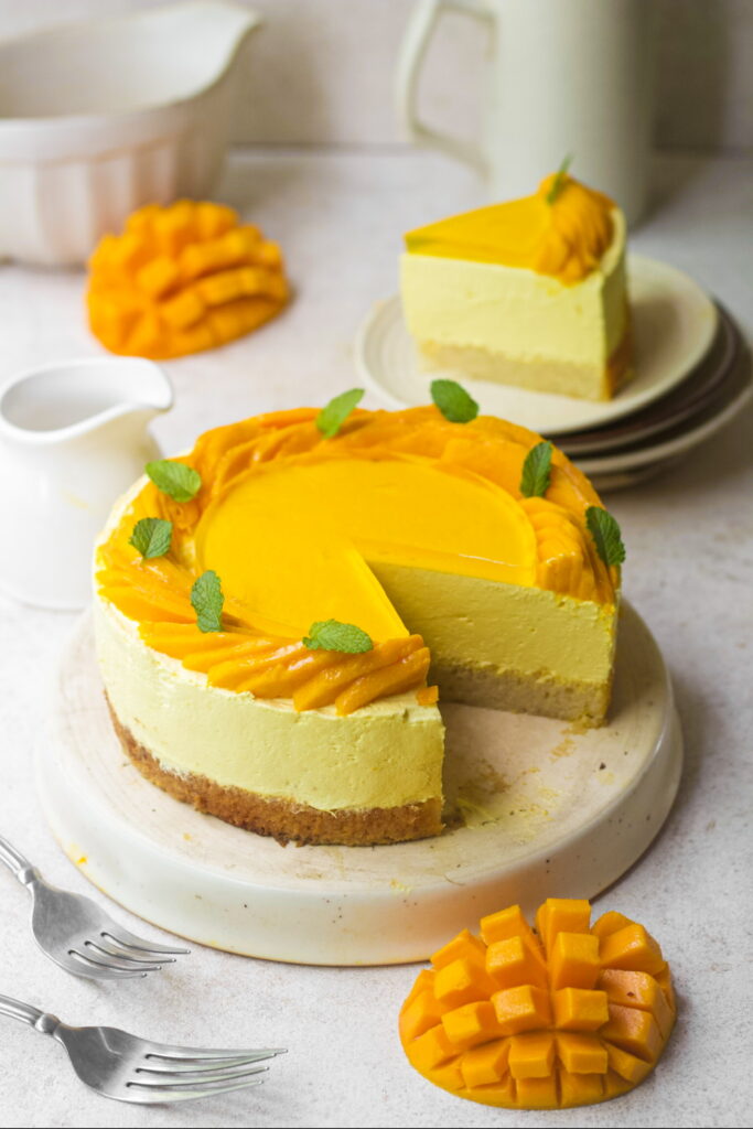 EGGLESS MANGO MOUSSE CAKE - Bake with Shivesh