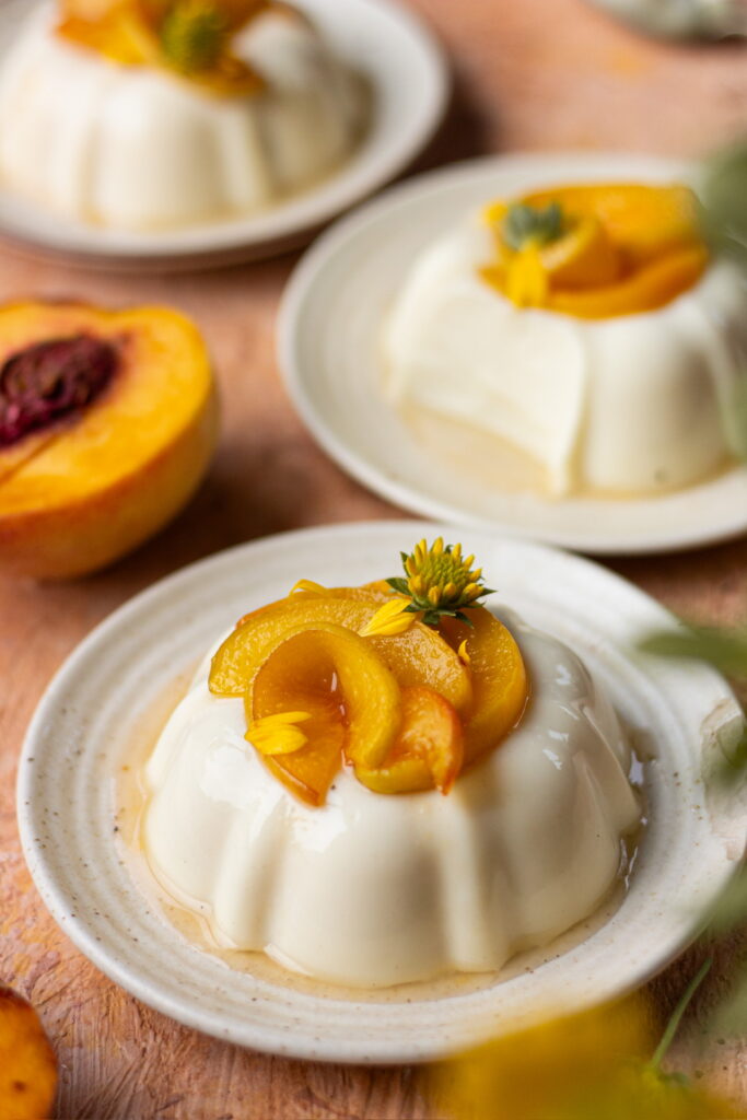 White Chocolate & Peach Panna Cotta - Bake with Shivesh