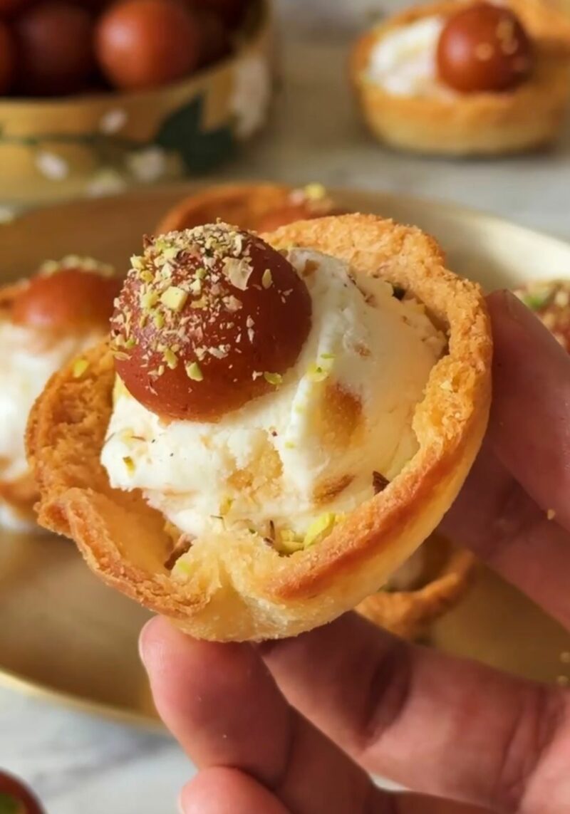 4-INGREDIENT GULAB JAMUN ICE CREAM CUPS - Bake with Shivesh