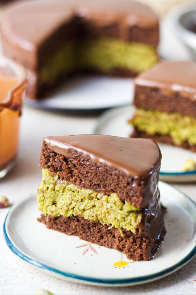 Chocolate Pistachio kunafa cake - Bake with Shivesh