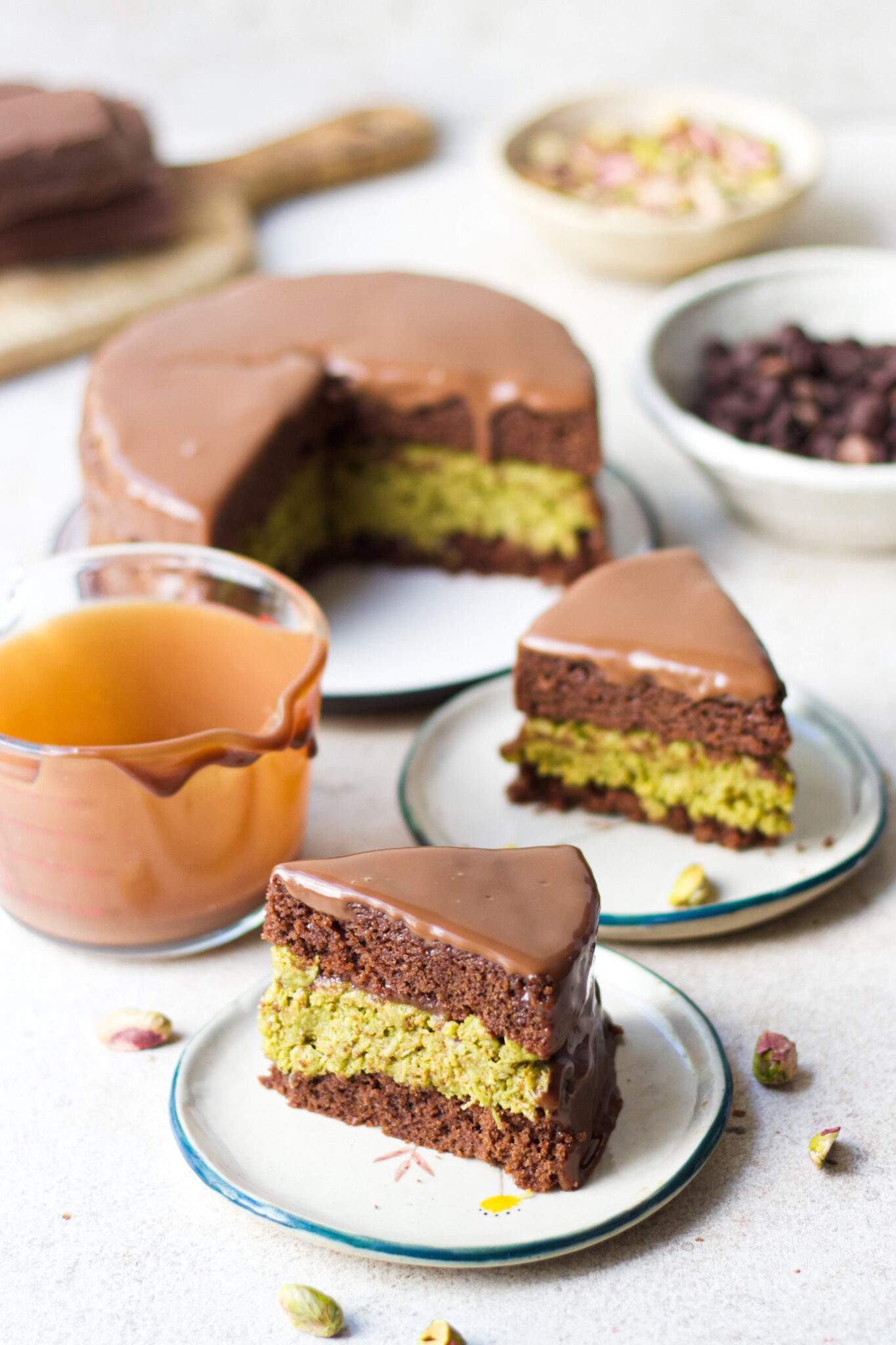 Chocolate Pistachio kunafa cake - Bake with Shivesh