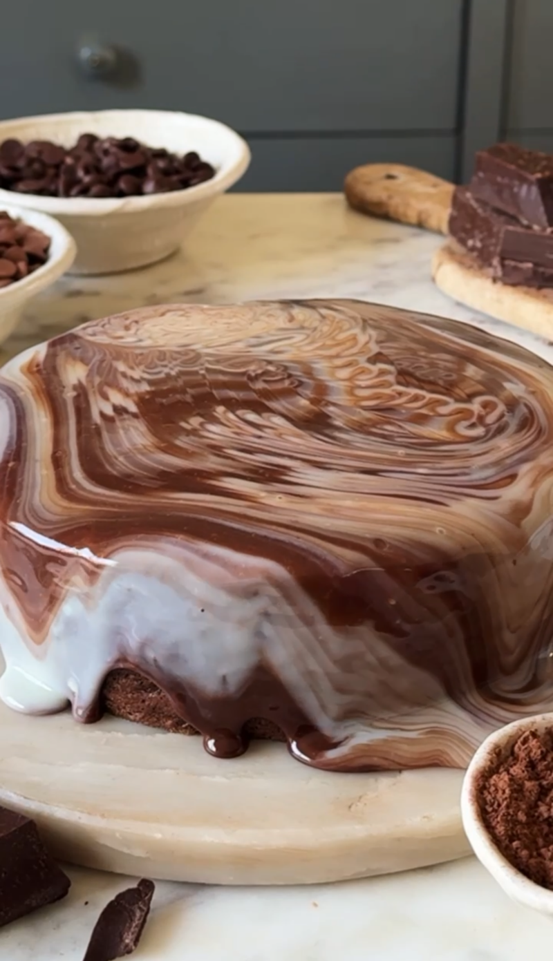 HOW TO MAKE MARBLE CHOCOLATE GLAZE - Bake with Shivesh